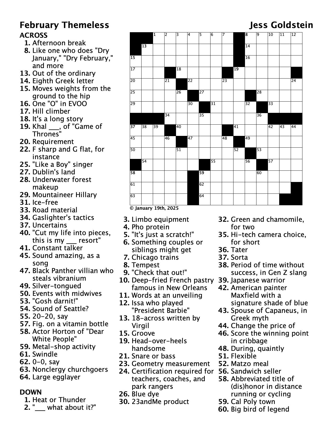 Richmond Review Crossword Puzzle, February 2025 – Richmond Review ...