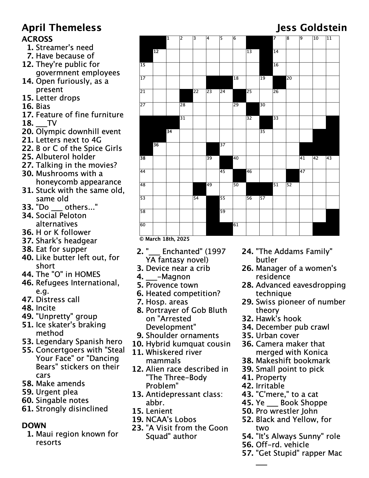Richmond Review Crossword Puzzle, April 2025 – Richmond Review/Sunset ...