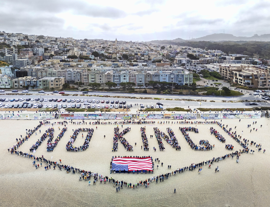 Political Activists Create Human Banner at Ocean Beach – Richmond ...